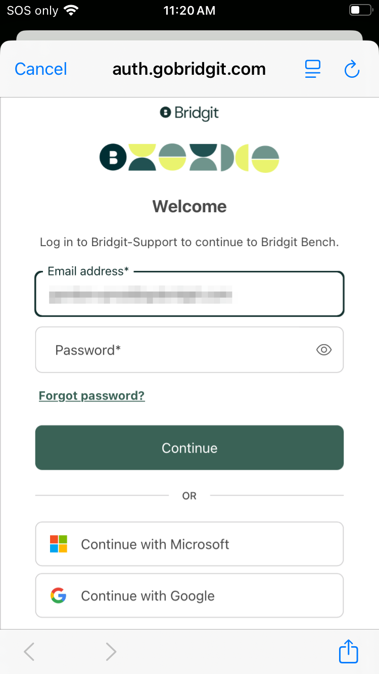 Log into the Bridgit Bench Mobile App – Support Help Desk