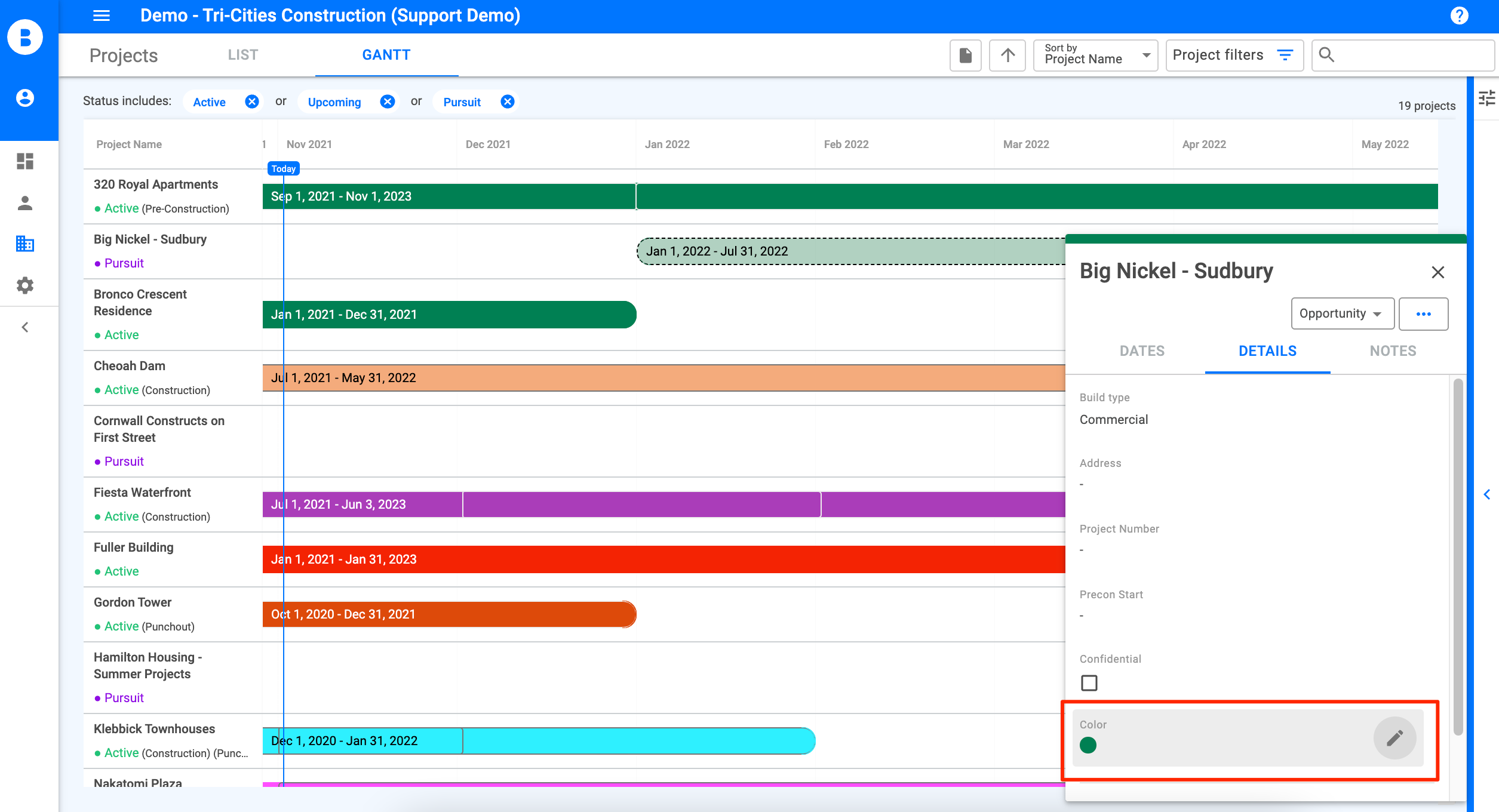 Customize the Color of a Project – Support Help Desk