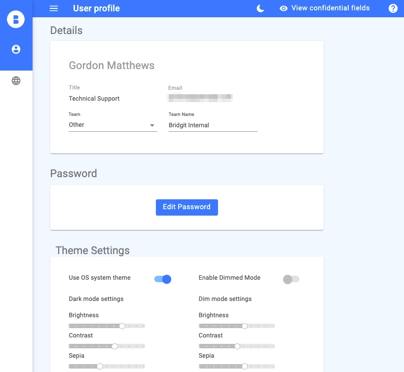 Managing User Profile – Support Help Desk